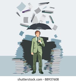 Paperwork Overworked Employee Engaged Work Documents Stock Vector ...