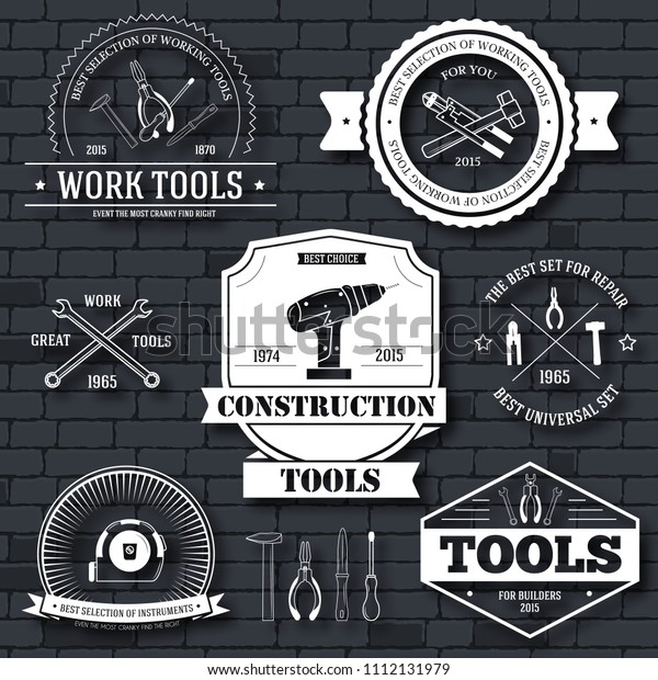 Work Tools Set Label Template Emblem Stock Illustration 1112131979 ...