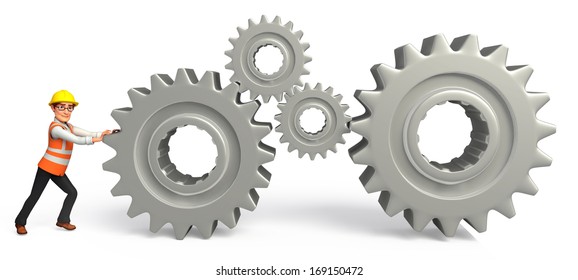 3d Man Gear Mechanism 库存插图 186668267 | Shutterstock