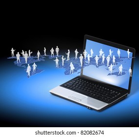 Worker Standing On Virtual Connection Network Stock Illustration ...