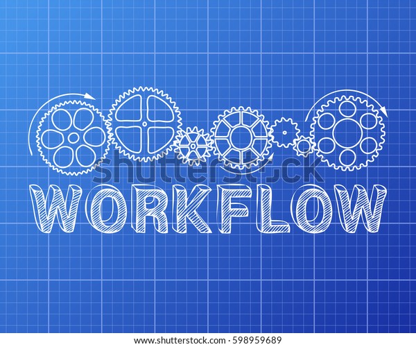 Workflow Text Gear Wheels Hand Drawn Stock Illustration 598959689 ...