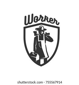 Working Man Logo Template Black White Stock Illustration 755567914 ...