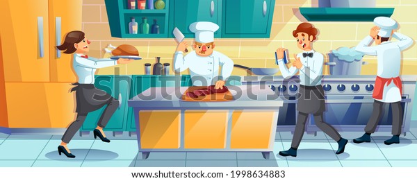 Working Restaurant Staff Man Cooking Using Stock Illustration 1998634883