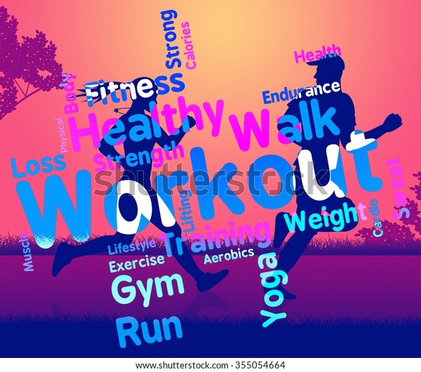 Workout Words Representing Physical Activity Exercise Stock ...