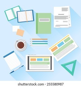 Workplace Office Business Work Elements Set Stock Illustration ...