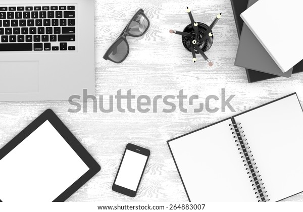 Workplace Top View Stock Illustration 264883007 | Shutterstock