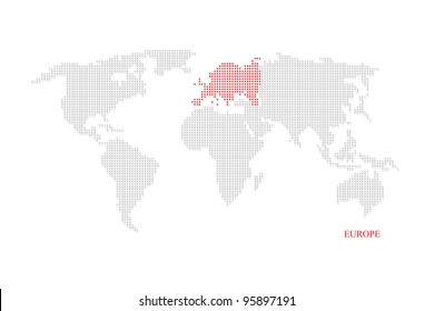 World Dotted Map Highlight Red On: ilustración de stock 95790136 ...