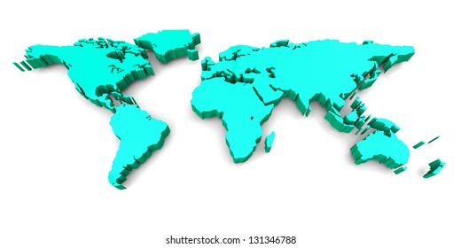 World Map Blue 3d Render: ภาพประกอบสต็อก 58100416 | Shutterstock