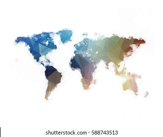 World Map 3d Render Color Polygon 스톡 일러스트 588743513 | Shutterstock