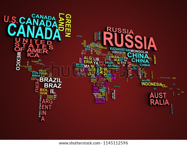 World Map All States Their Names Stock Illustration 1145112596