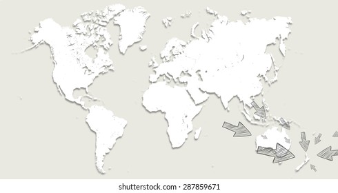 World Map Arrows Pointing Towards Canada: ilustración de stock ...