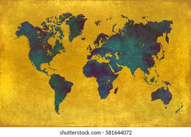 World Map Behind Wet Glass Basic Stock Illustration 496611952
