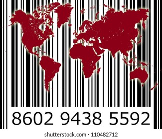 World Map Barcode Stock Illustration 110482724