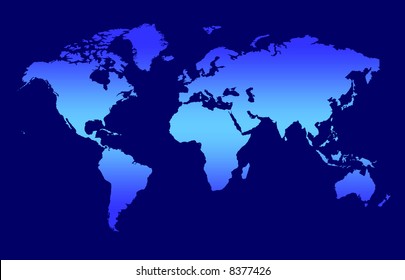 World Map Blue Gradient Continents On Stock Illustration 8377426 ...
