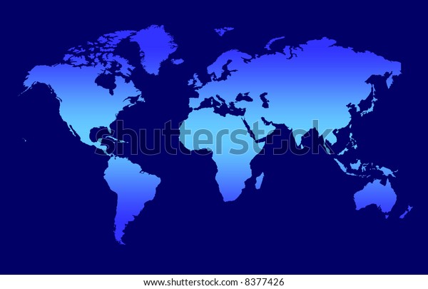 World Map Blue Gradient Continents On Stock Illustration 8377426