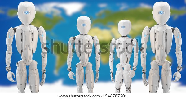 World Map Blurred Design Humanoid Robots Stock Illustration 1546787201 ...