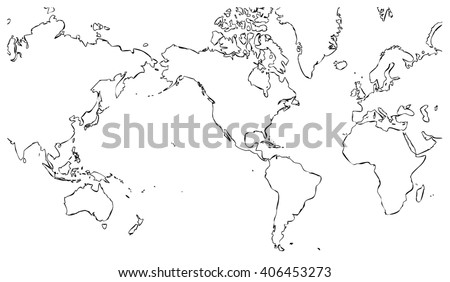 World Map Centered On United States Stock Illustration 406453273 ...