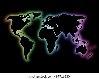 World Map Colored Glow Stock Illustration 97716530