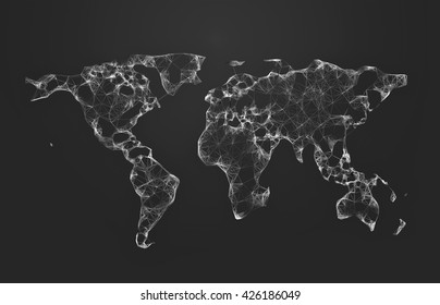 World Map Connection Polygon 3d Render: ilustración de stock 426186049 ...