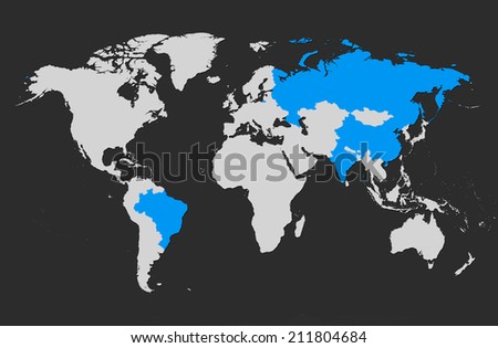 World Map Continents Gray Blue On Stock Illustration 211804684 ...
