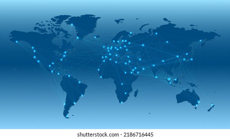 World Map Countries Cities Connected By Stock Illustration 2186716445 ...