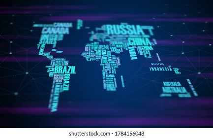World Map Countries Wordcloud Stock Vector (Royalty Free) 72328978 ...