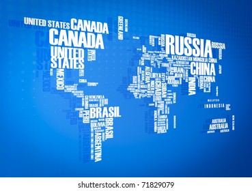 World Map Countries Wordcloud Stock Vector (Royalty Free) 72328978 ...