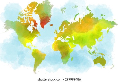 World Map Designed Illustrated Strokes Stock Illustration 299999486