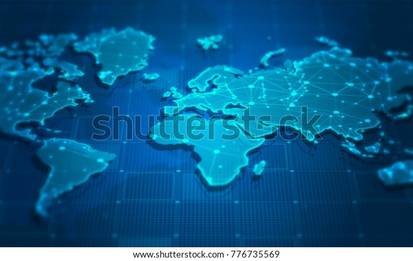 World Map Digital Network Technology Stock Illustration 776735569 ...