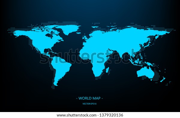 World map in digital technology style, concept of digital technology ...