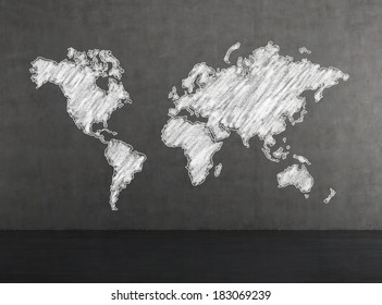 World Map Drawn By Chalk Stock Illustration 183069239 | Shutterstock