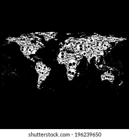 World Map Form Skulls Background Illustration Stock Illustration 196239650