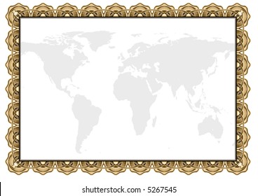Colorful World Map Illustration On Stamp Stock Illustration 14564836 ...