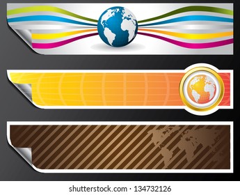 World Map Globe Banner Set Stock Vector (Royalty Free) 59598583 ...