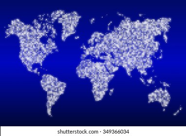 World Map Glowing White Data Centers Stock Illustration 349366034 ...