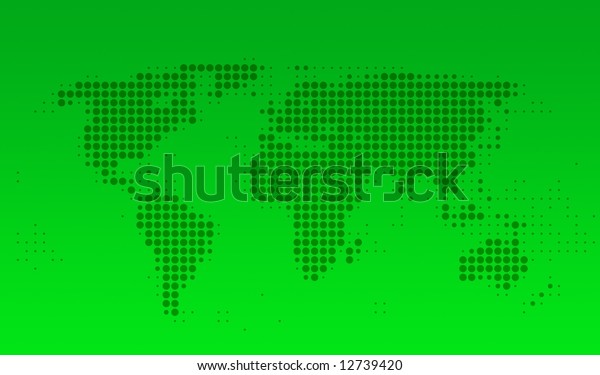 World Map Gradient Green Dots Stock Illustration 12739420