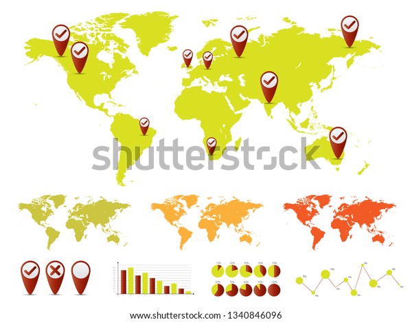 World Map Graph Bar Infographic Set Stock Illustration 1340846096 ...
