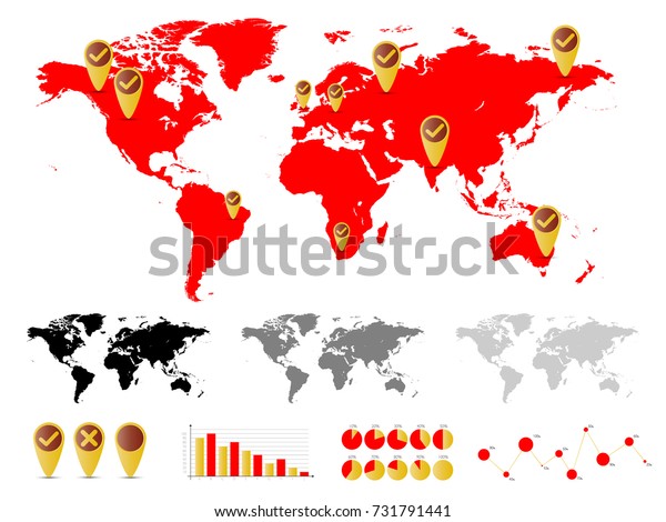 World Map Graph Bar Infographic Set Stock Illustration 731791441 ...