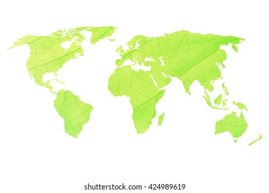 World Map Green Leaf Texture On 스톡 일러스트 424989619 | Shutterstock