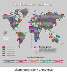 World Map Infographic Flag Elements Timeline Stock Illustration ...