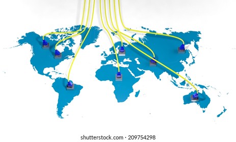 World Map Internet Multiple Access Points Stock Illustration 209754298 ...