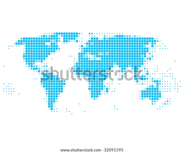 World Map Light Blue Stock Illustration 32091595