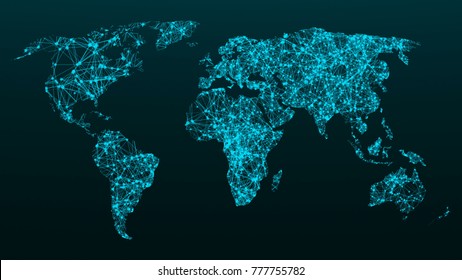 World Map Network Connection Dots Background Stock Illustration ...