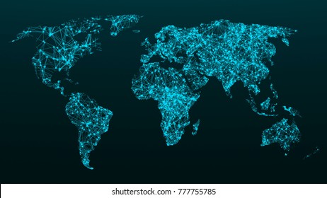 World Map Network Connection Dots Background Stock Illustration ...