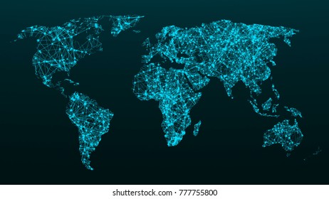 World Map Network Connection Dots Background 스톡 일러스트 777755800 ...
