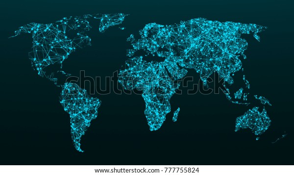 World Map Network Connection Dots Background Stock Illustration ...