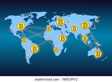 World Map World Network Crypto Currency Stock Vector (Royalty Free ...