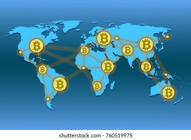 World Map World Network Crypto Currency Stock Vector (Royalty Free ...
