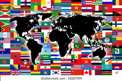 World Map On Background Flags Stock Illustration 53267599 | Shutterstock