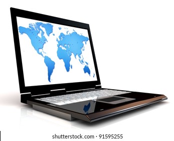 World Map On Computer Stock Illustration 91595255 | Shutterstock